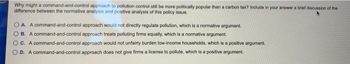 Solved Why might a command-and-control approach to | Chegg.com