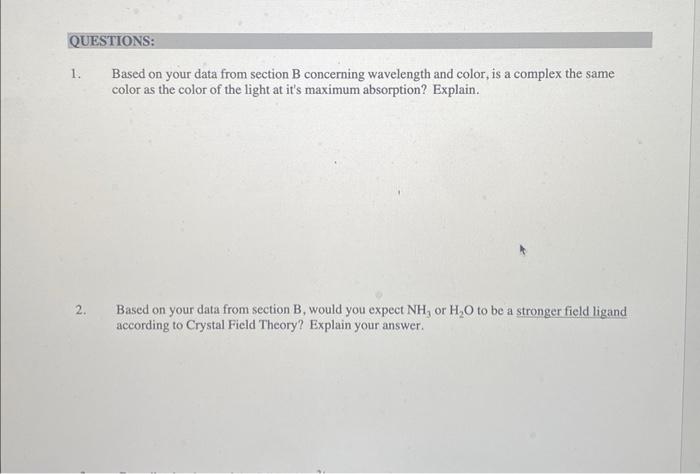 Solved B. Spectrum of Two Complexes. Altach a graph of | Chegg.com