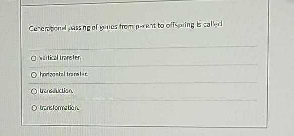 Solved Generational passing of genes from parent to | Chegg.com