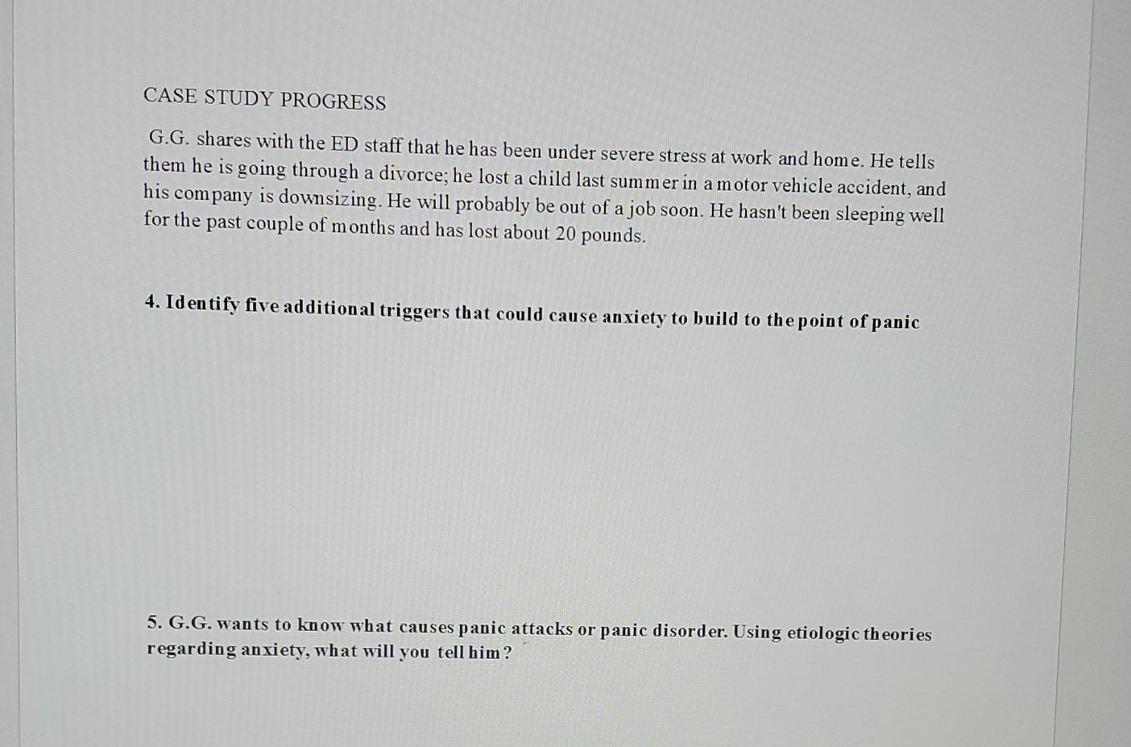 Solved CASE STUDY PROGRESS G.G. shares with the ED staff | Chegg.com