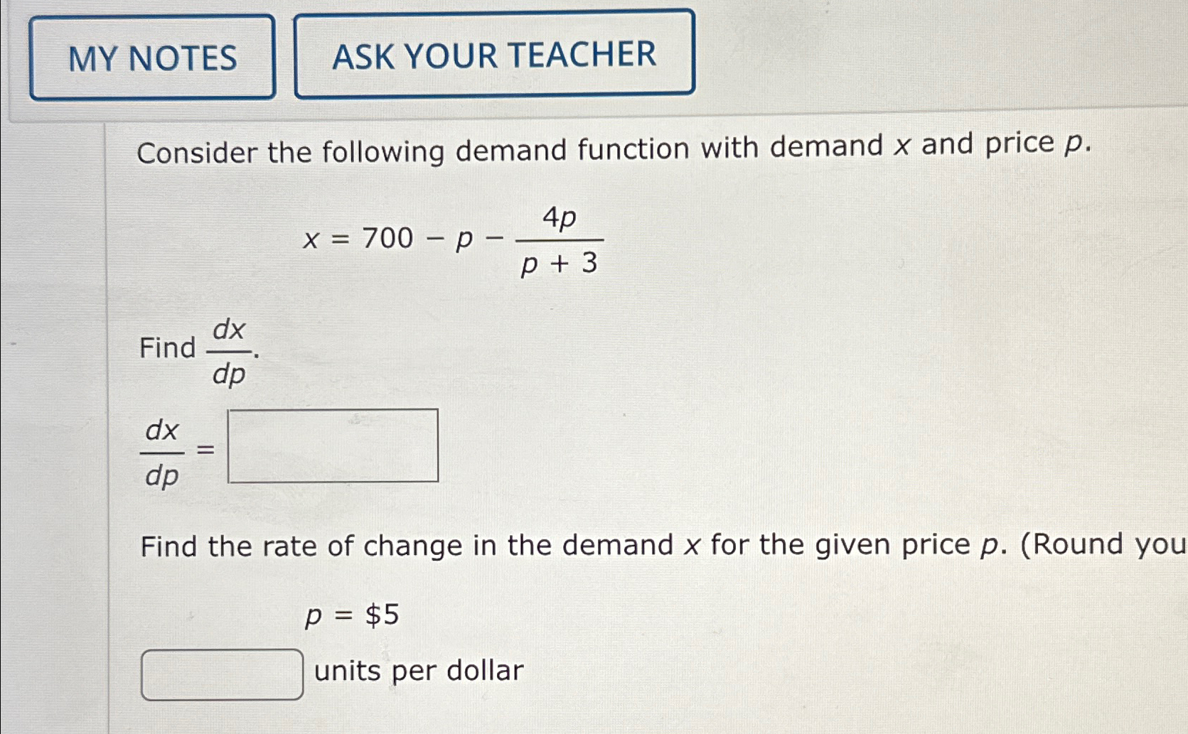 Solved Consider the following demand function with demand x | Chegg.com