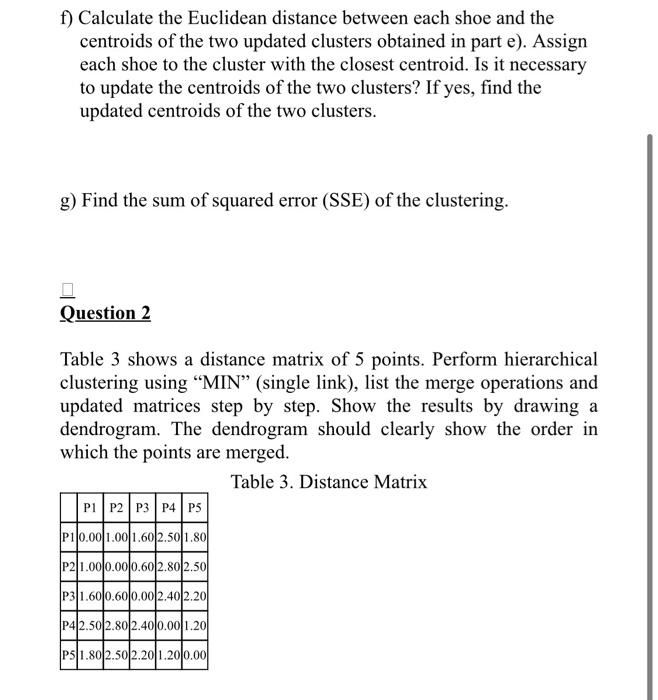 Solved Question 1 Table 1 shows ten products of shoes | Chegg.com