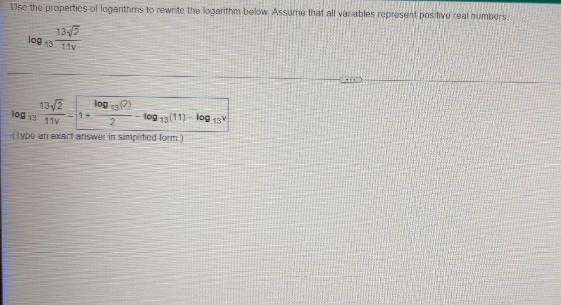 Solved Use the properties of logarithms to rewrite the | Chegg.com