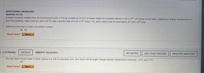 Solved ADDITIONAL PROBLEMS Question 11.1a: A sealod | Chegg.com
