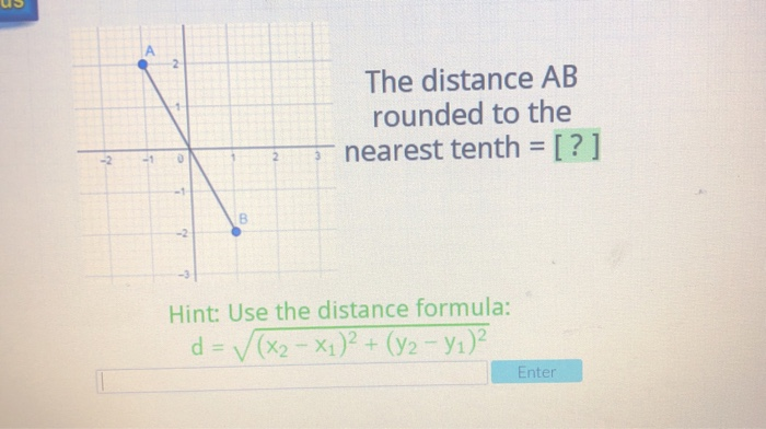 Solved А 2 The distance AB rounded to the nearest tenth = | Chegg.com