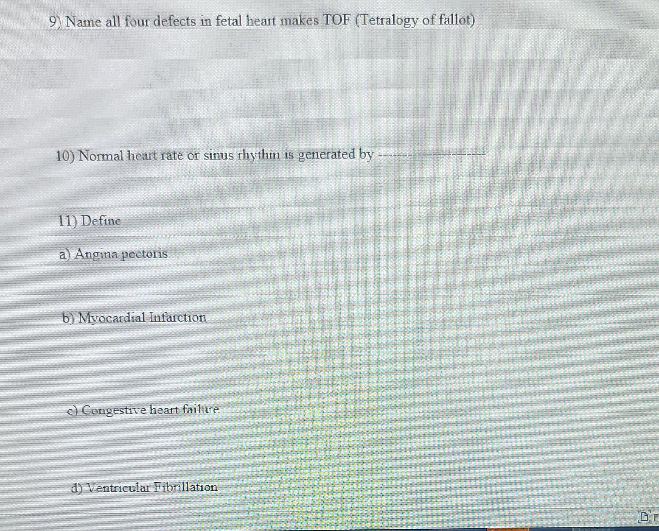 Solved 9) Name all four defects in fetal heart makes TOF | Chegg.com