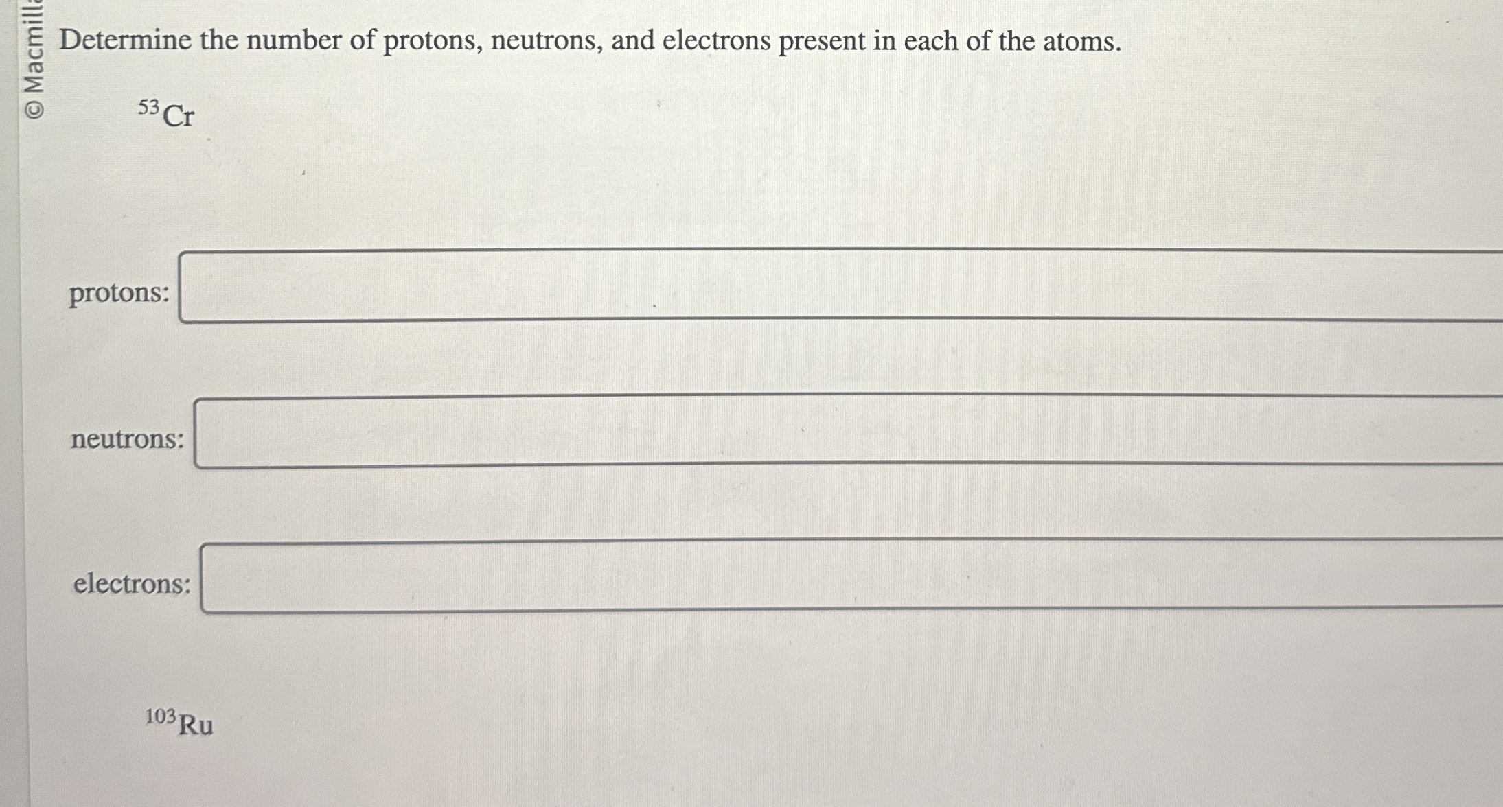 ?bar ( E. ) ﻿Determine the number of protons, | Chegg.com