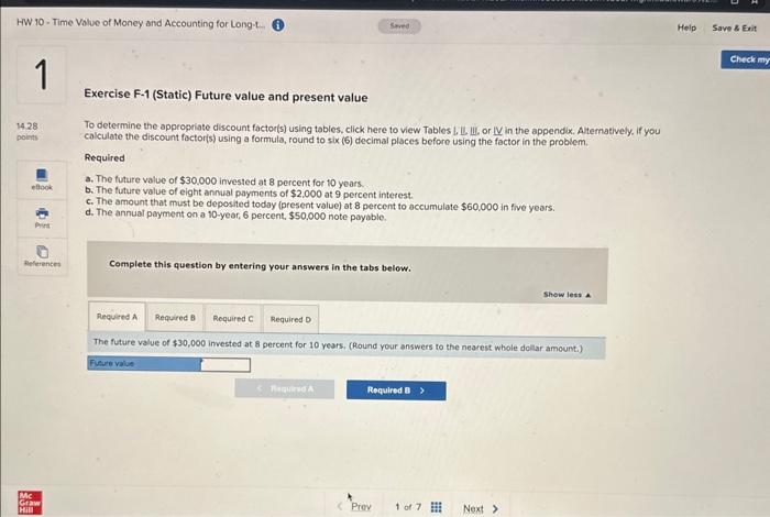 Solved Exercise F-1 (Static) Future value and present value | Chegg.com