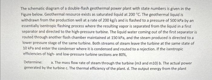 Solved The schematic diagram of a double-flash geothermal | Chegg.com