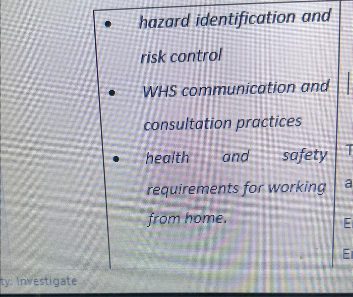 - hazard identification and risk control - WHS | Chegg.com