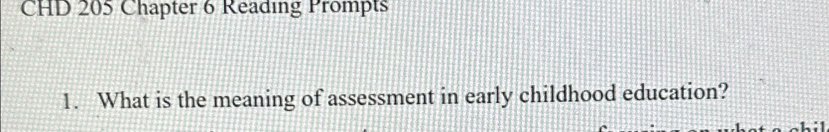 Solved CHD 205 ﻿Chapter 6 ﻿Reading PromptsWhat is the | Chegg.com