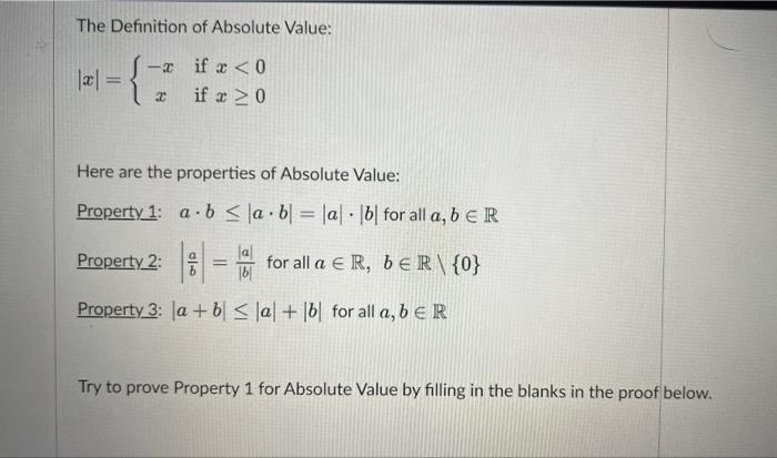 Solved The Definition of Absolute Value: 121-{ - if x