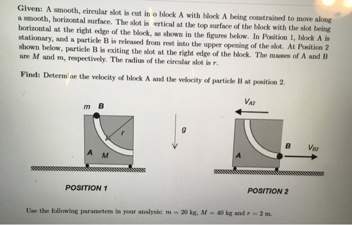 Solved Given: A smooth, circular slot is cut in o block A | Chegg.com