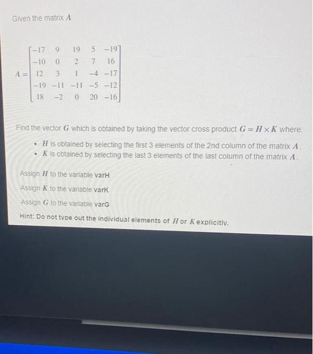 Solved Given the matrix A | Chegg.com
