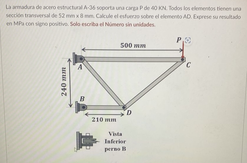 Solved La armadura de acero estructural A-36 ﻿soporta una | Chegg.com