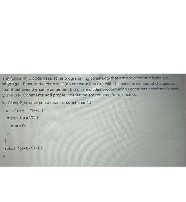 Solved The following C code uses some programming constructs | Chegg.com