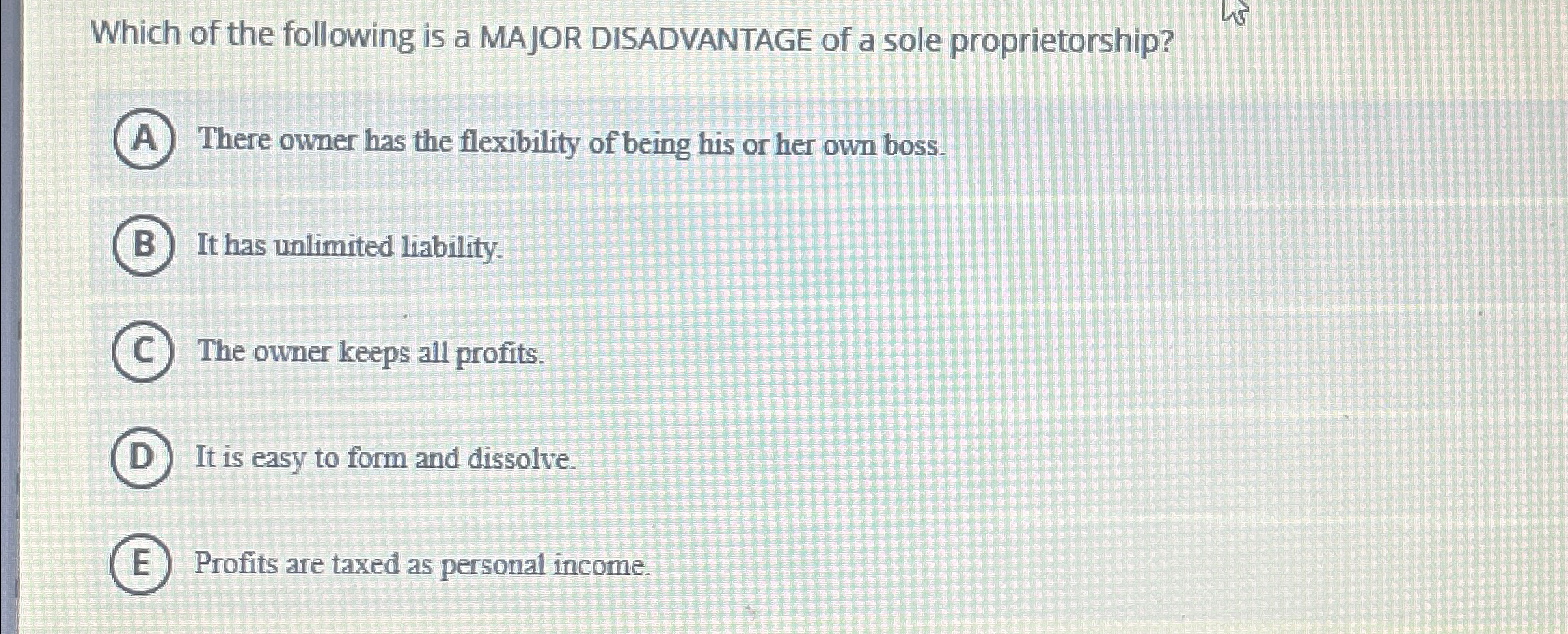 Solved Which of the following is a MAJOR DISADVANTAGE of a | Chegg.com