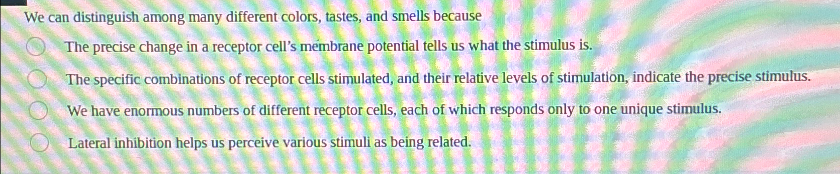 Solved We can distinguish among many different colors, | Chegg.com
