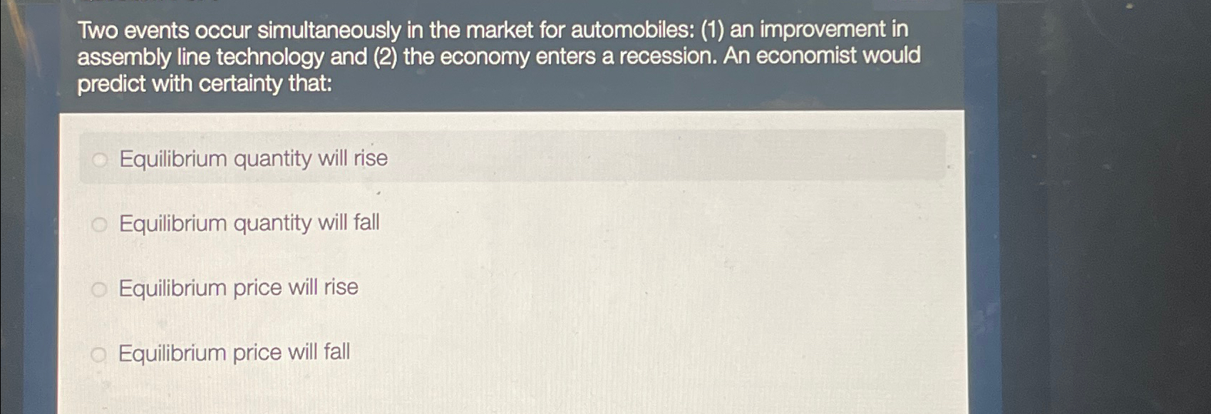 Solved Two events occur simultaneously in the market for | Chegg.com