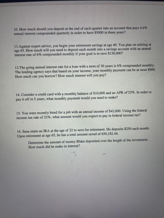 Solved Using the Finance Formulas Show your work. Clearly | Chegg.com