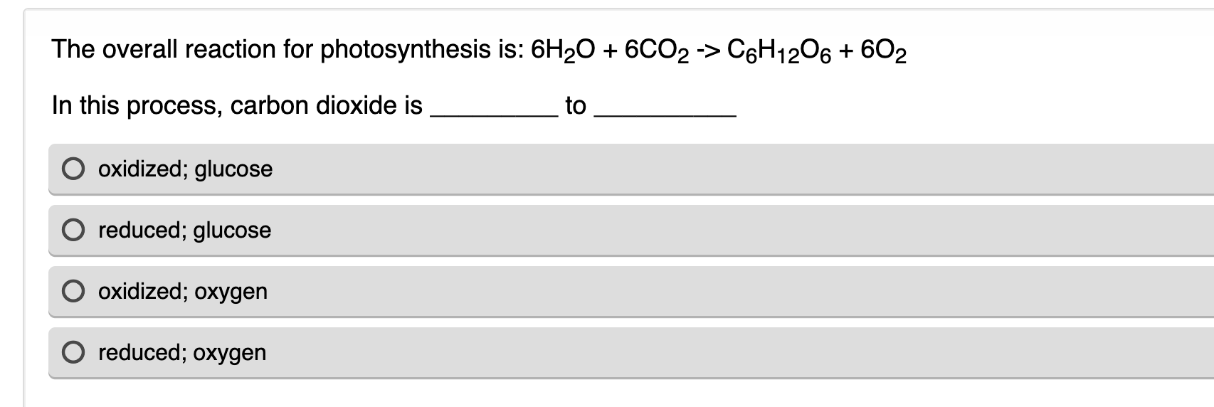 Solved The overall reaction for photosynthesis is: | Chegg.com