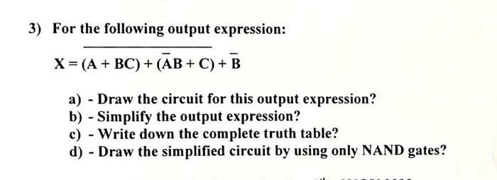 Solved 3) For the following output expression: | Chegg.com