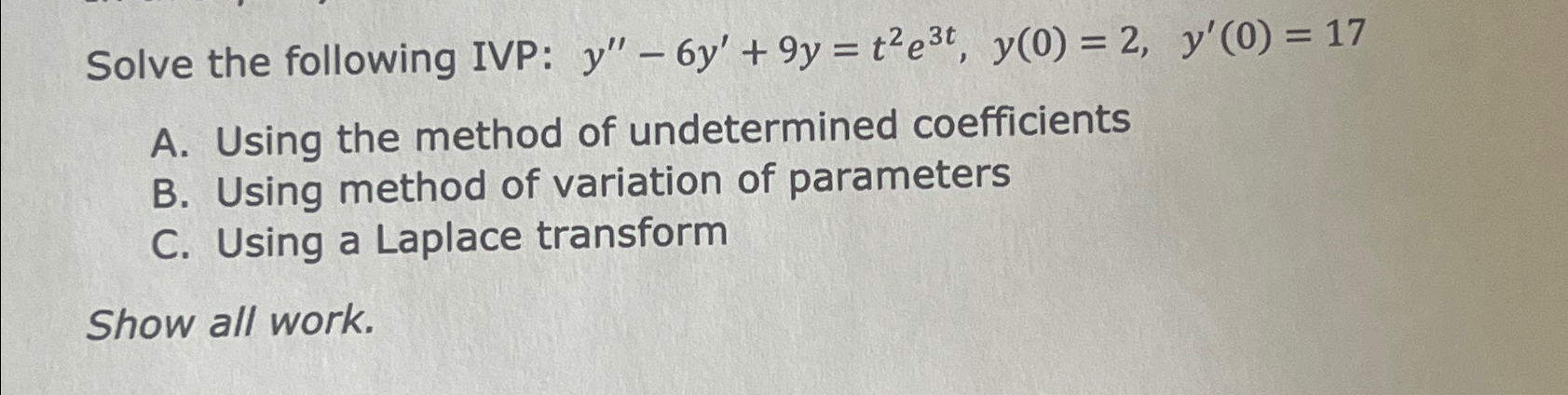 Solved Solve the following IVP: | Chegg.com