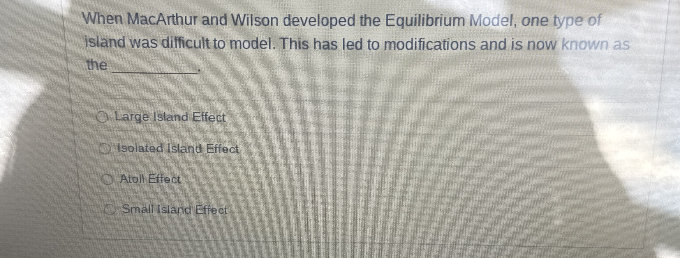Solved When MacArthur and Wilson developed the Equilibrium | Chegg.com