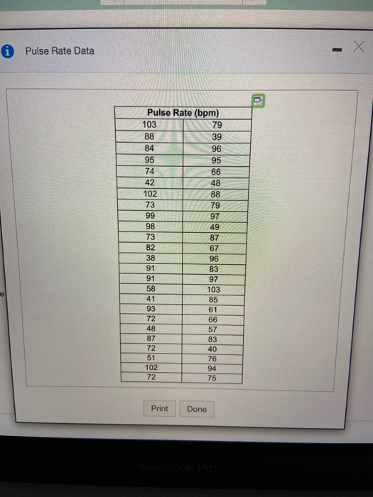 Solved Use the pulse rates in beats per minute (bpm) of a | Chegg.com
