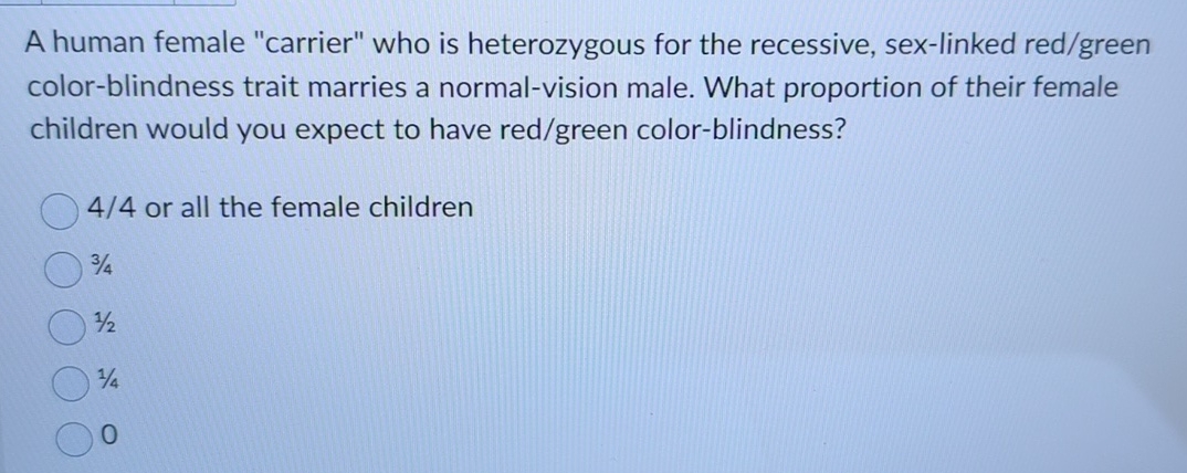 Solved A human female "carrier" who is heterozygous for the | Chegg.com