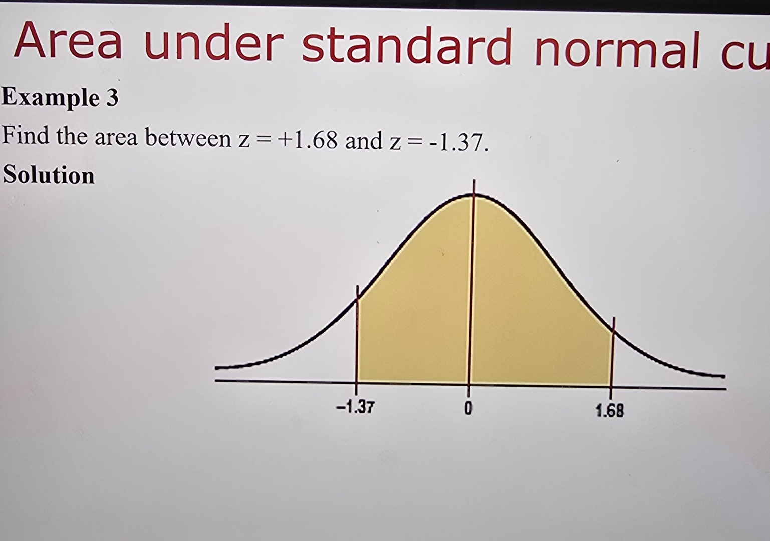 Solved Area Under Standard Normal Cuexample 3find The Area