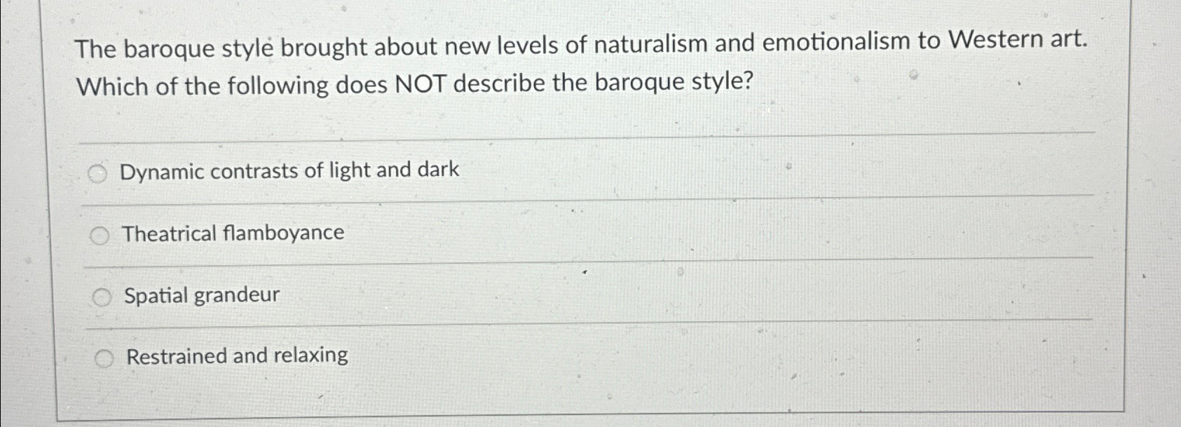 Solved The baroque style brought about new levels of | Chegg.com