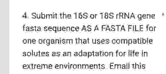 Solved Submut the 16s or 18s IRNA genefasta sequence AS A | Chegg.com
