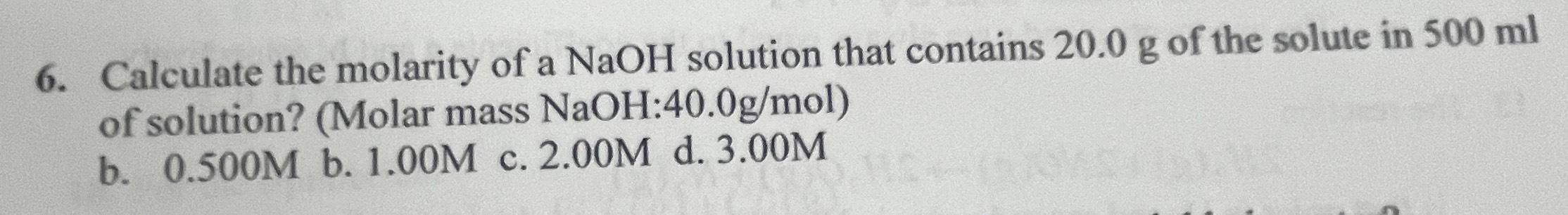 Solved Calculate the molarity of a NaOH solution that | Chegg.com