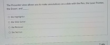 Solved The Presenter view allows you to make annotations on | Chegg.com