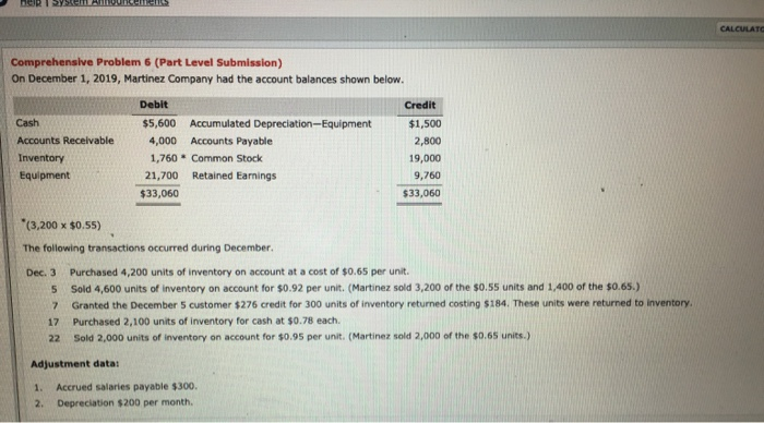 Solved CALCULATE Comprehensive Problem 6 (Part Level | Chegg.com