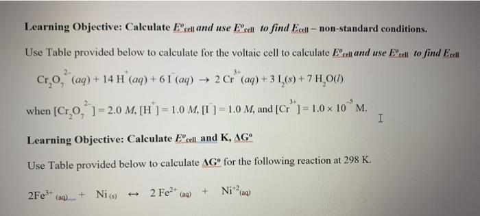 Solved Learning Objective: Calculate Eocell and use Eºcell | Chegg.com