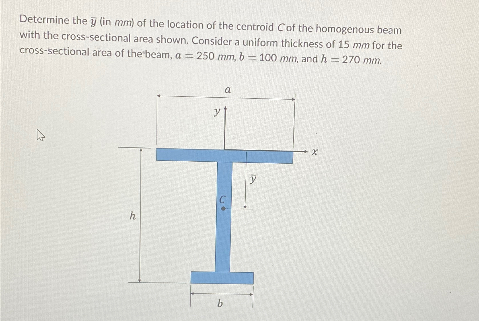 Solved Determine the ?bar (y) (in mm ) ﻿of the location of | Chegg.com