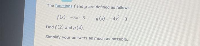 Solved The functions fand g are defined as follows. | Chegg.com
