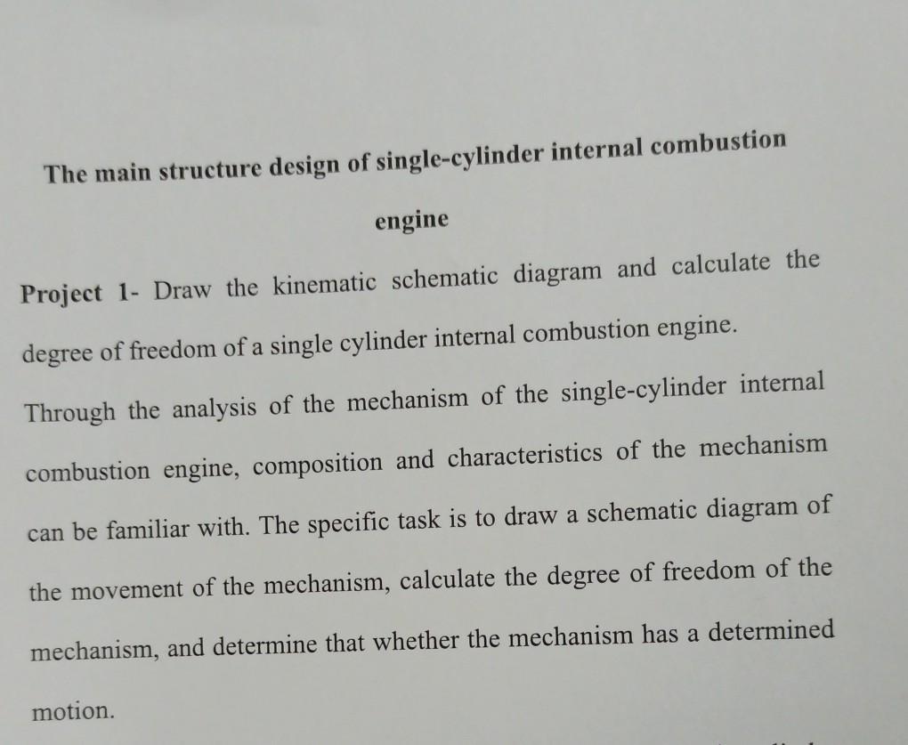 Solved The main structure design of single-cylinder internal | Chegg.com