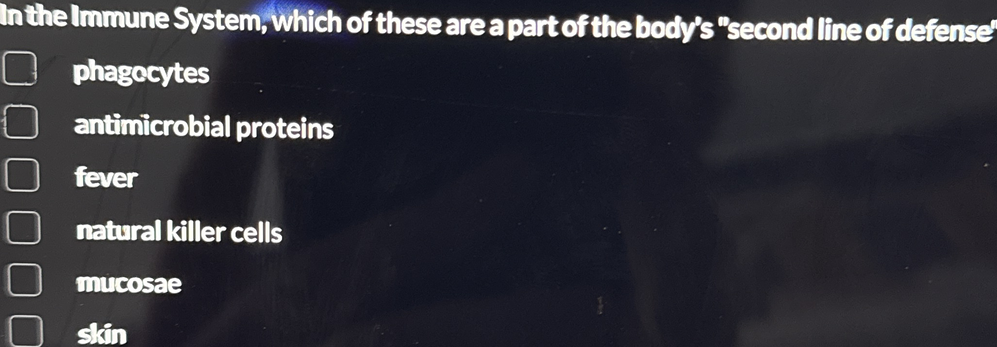 Solved In the Immune System, which of these are a part of | Chegg.com
