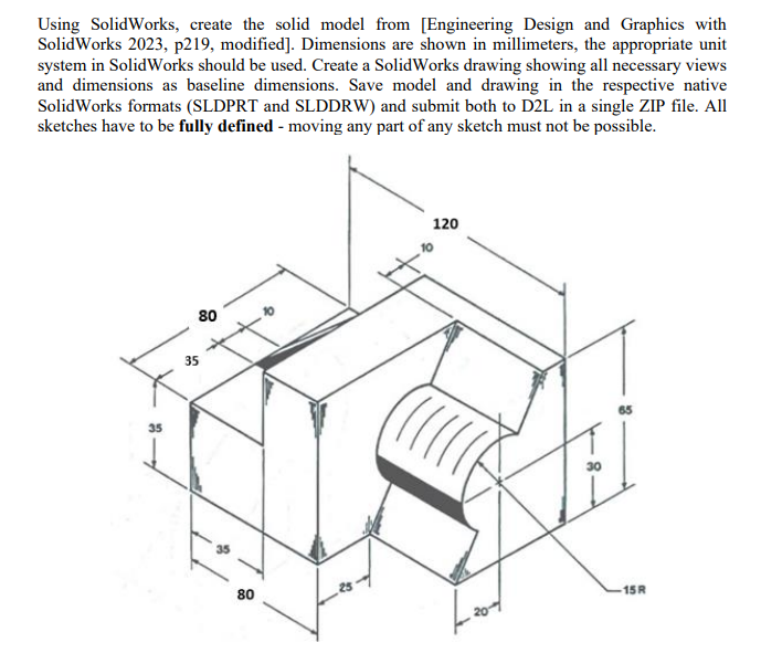 Solved Using SolidWorks, create the solid model from | Chegg.com