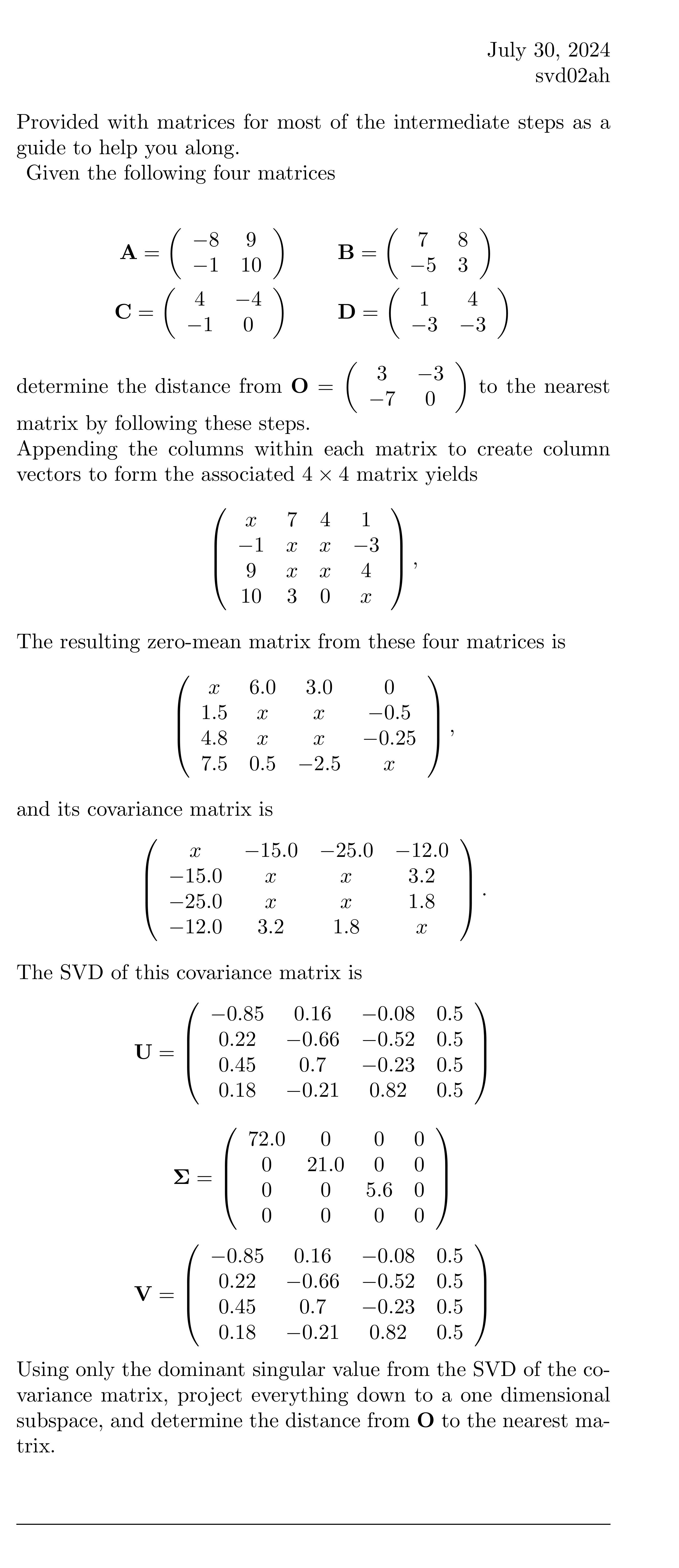 Solved July 30, 2024svd02ahProvided with matrices for most | Chegg.com