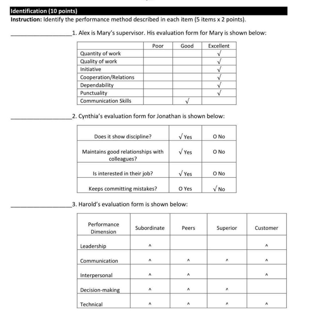 Solved Identification (10 points) Instruction: Identify the | Chegg.com