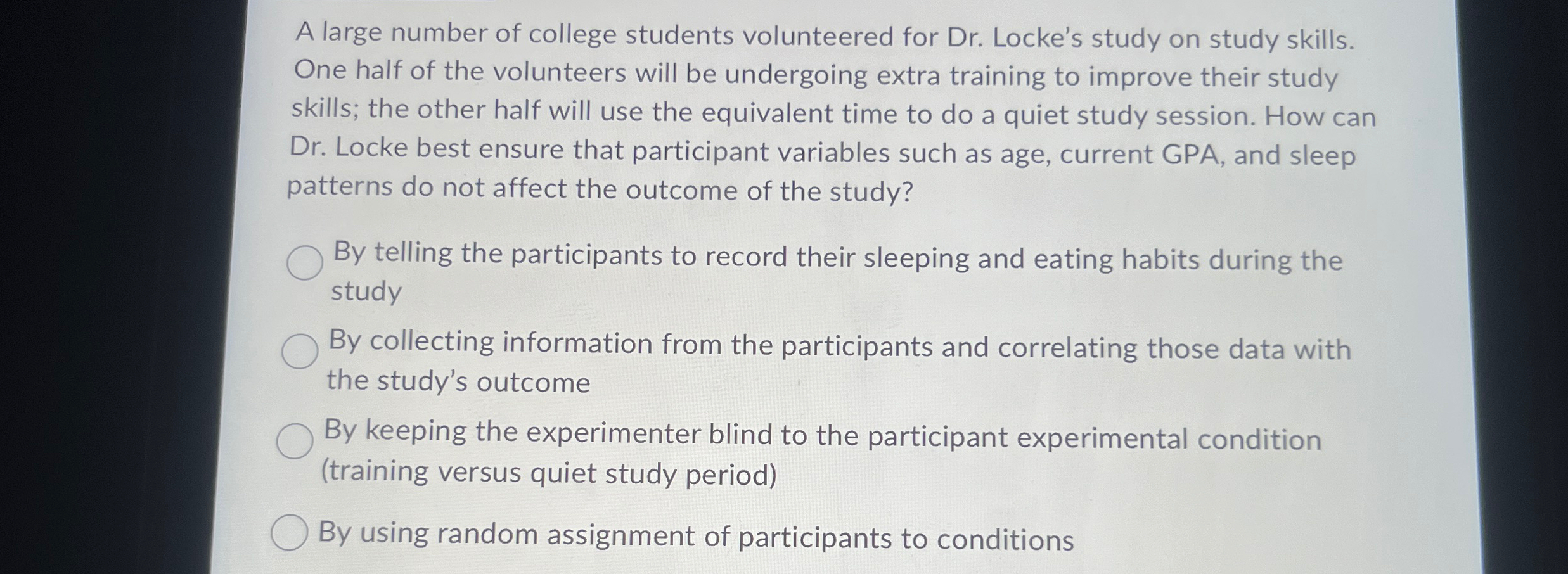Solved A large number of college students volunteered for | Chegg.com