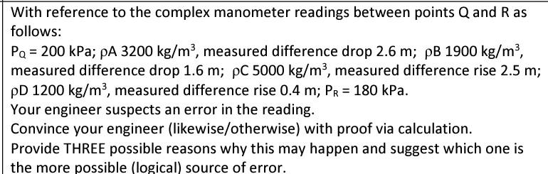 Solved With reference to the complex manometer readings | Chegg.com