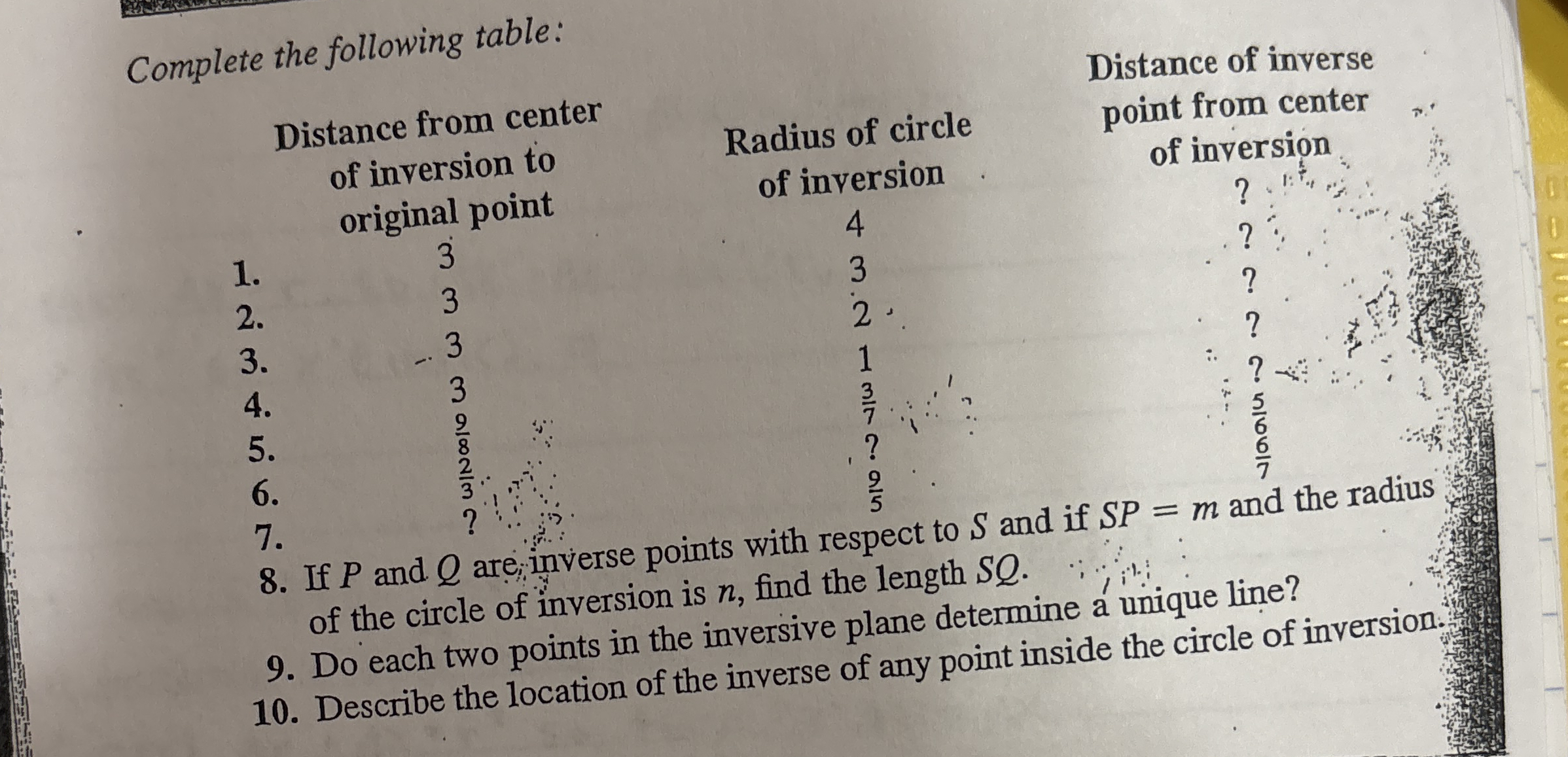 Complete the following table:Distance of | Chegg.com