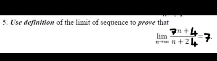 Solved 5. Use definition of the limit of sequence to prove | Chegg.com