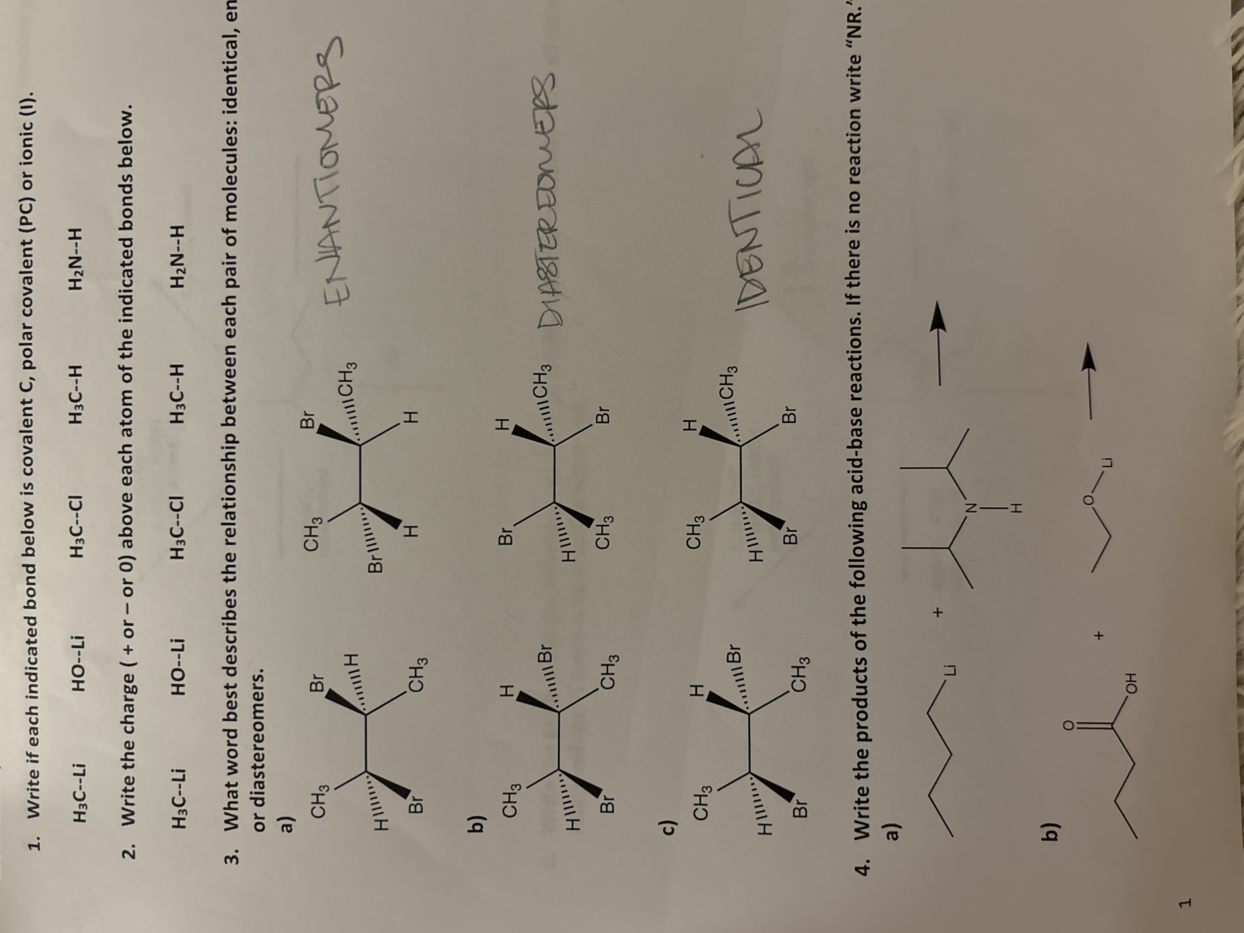 Solved Write if each indicated bond below is covalent C, | Chegg.com