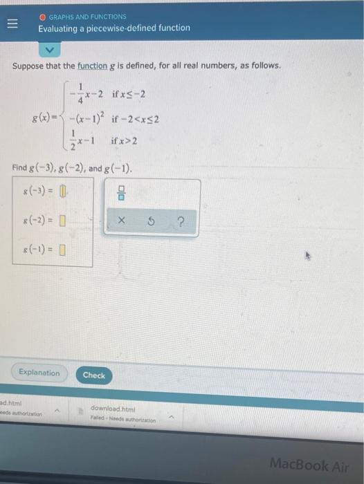 Solved OGRAPHS AND FUNCTIONS Evaluating a piecewise defined | Chegg.com